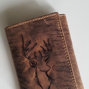 Personalized Trifold Wallet, Deer Hunting Engraved Leather Wallet ...