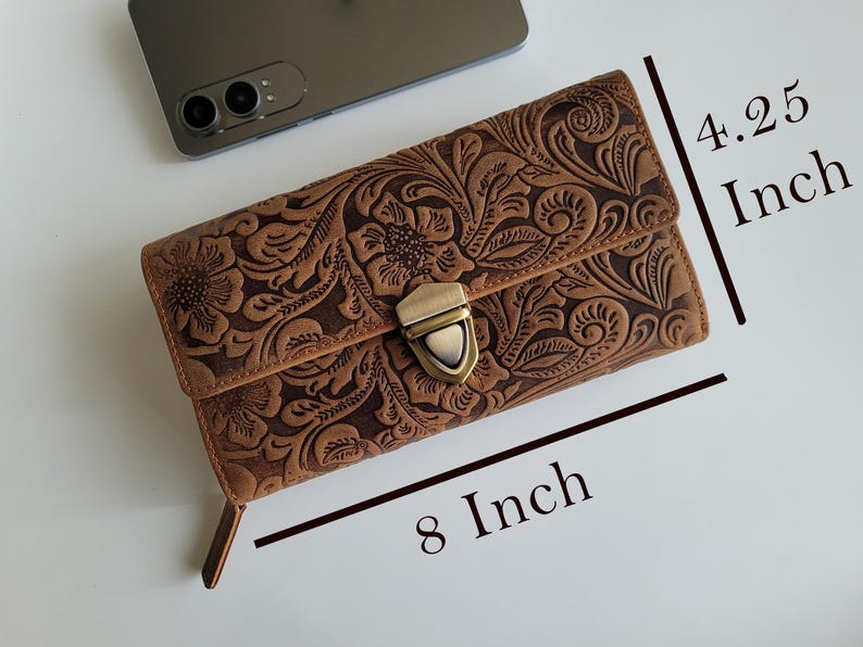 Women's Wallet With RFID Protection and Embossing Leather Wallet ...