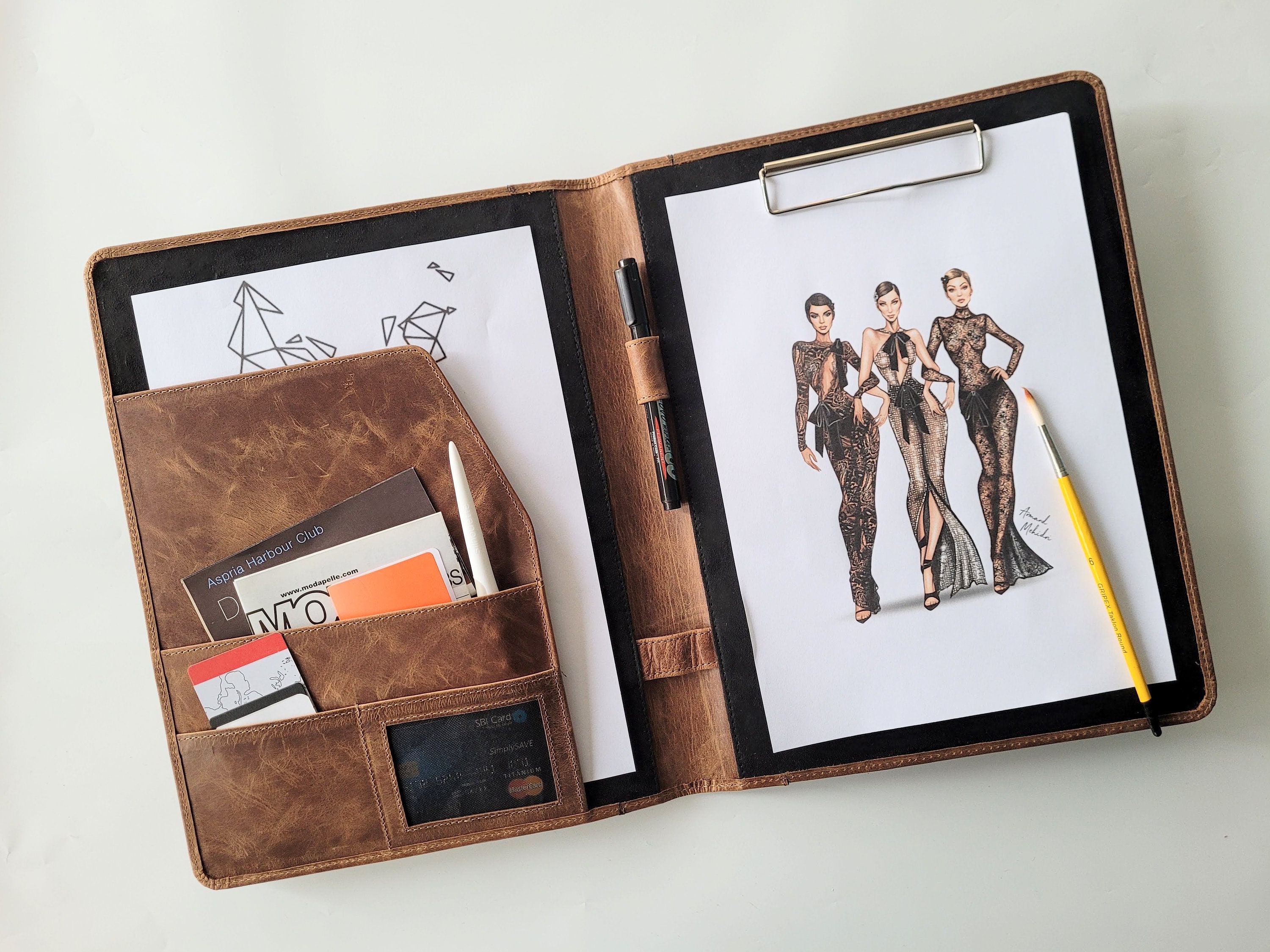 Logo Padfolio Customizable , Custom Padfolio, Brown Leather Padfolio ...