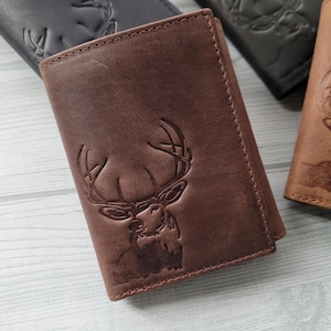 Personalized Trifold Wallet, Deer Hunting Engraved Leather Wallet ...