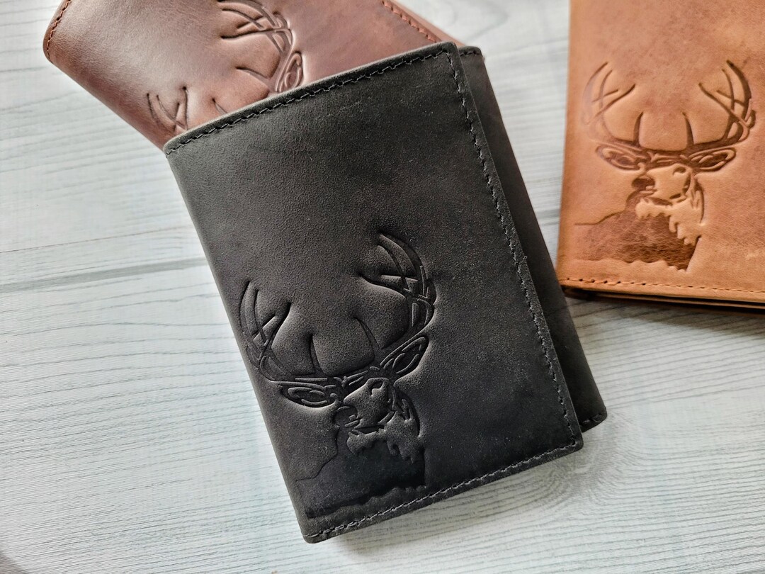 Personalized Trifold Wallet, Deer Hunting Engraved Leather Wallet ...