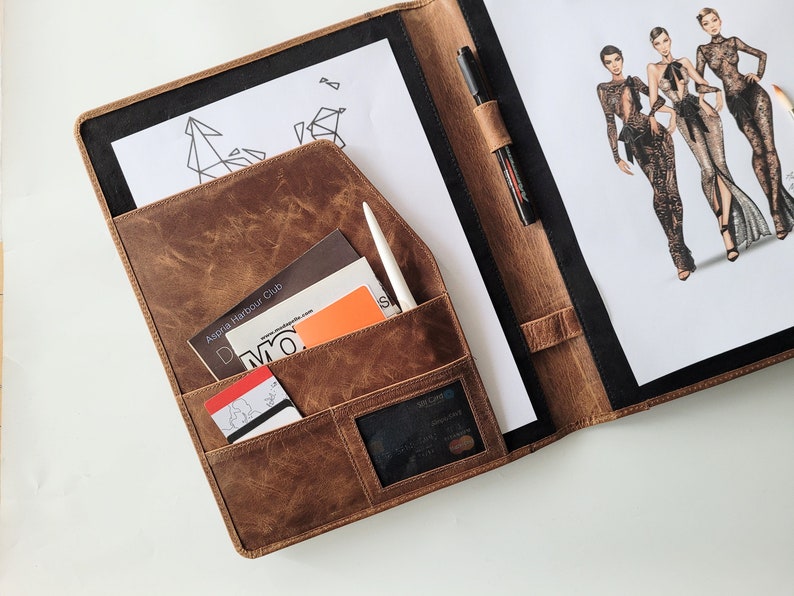 Logo Padfolio Customizable , Custom Padfolio, Brown Leather Padfolio ...