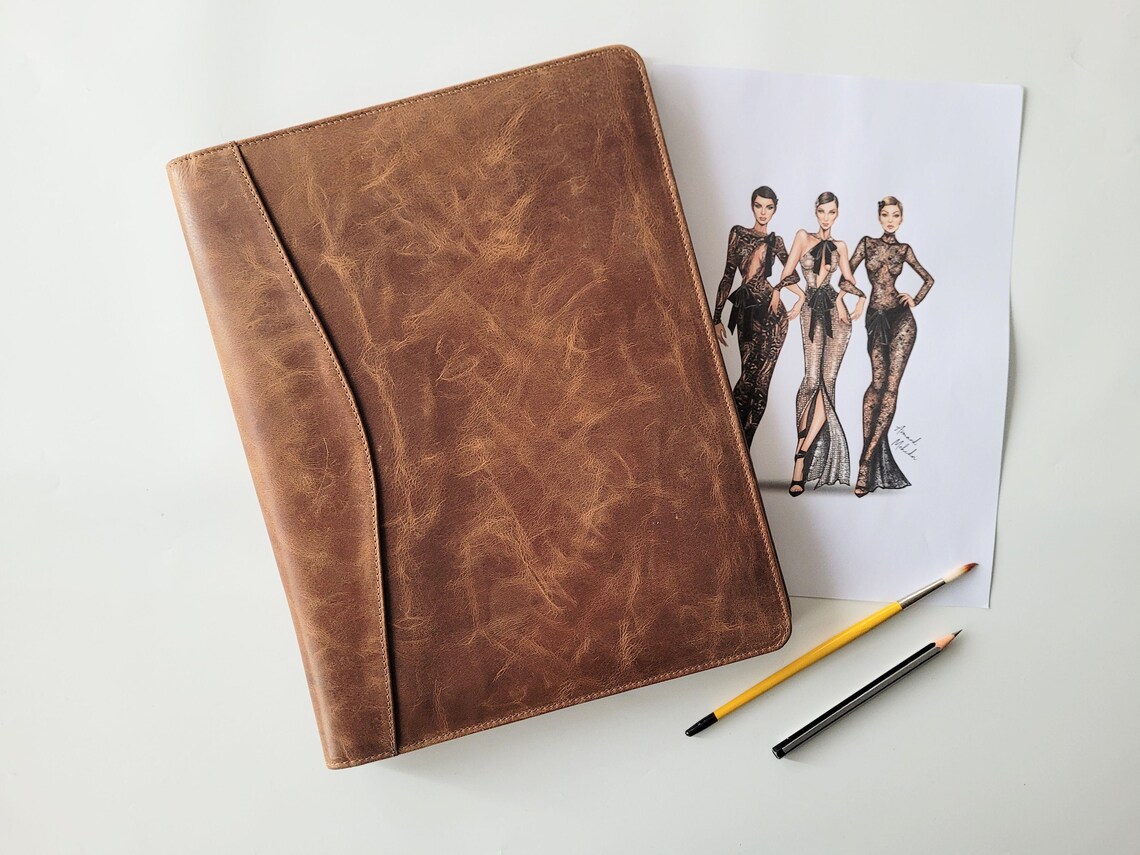 Logo Padfolio Customizable , Custom Padfolio, Brown Leather Padfolio ...
