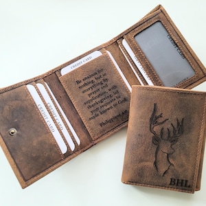Personalized Trifold Wallet, Deer Hunting Engraved Leather Wallet ...