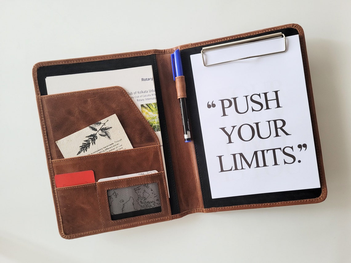 Logo Padfolio Customizable , Custom Padfolio, Brown Leather Padfolio ...