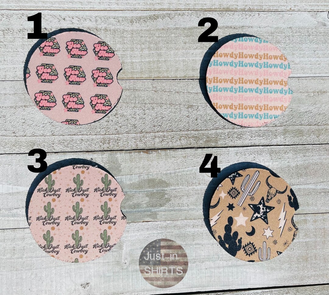 Neoprene Car Coasters, Cup Holder Decoration, Western, Car Accessories ...