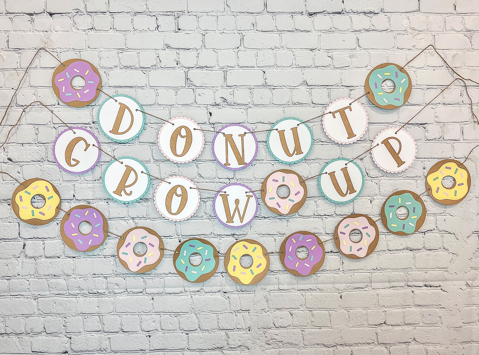 Donut Grow up Birthday Banner / Donut Birthday / Donut Banner / First ...