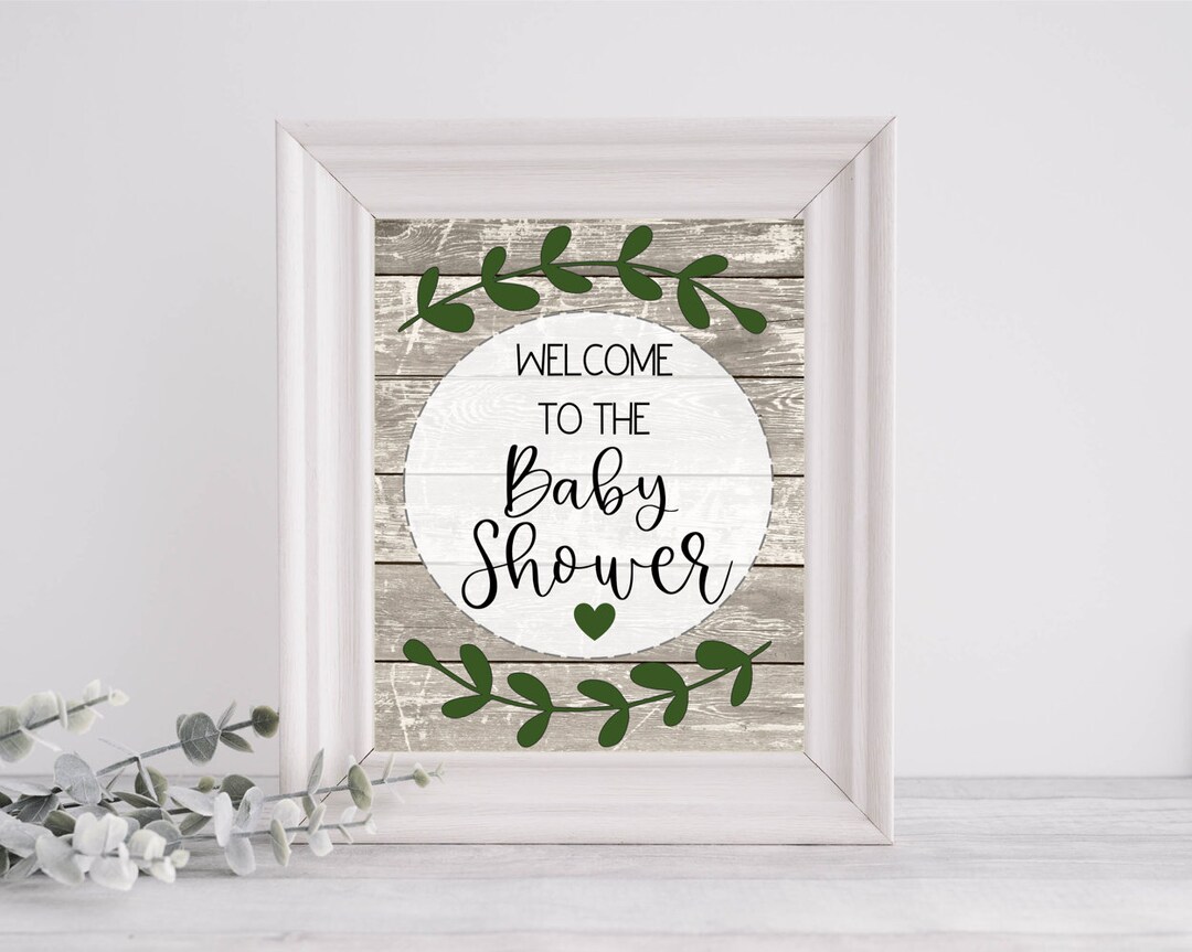 Rustic Baby Shower Sign / Printable Baby Shower Sign / Greenery Baby ...