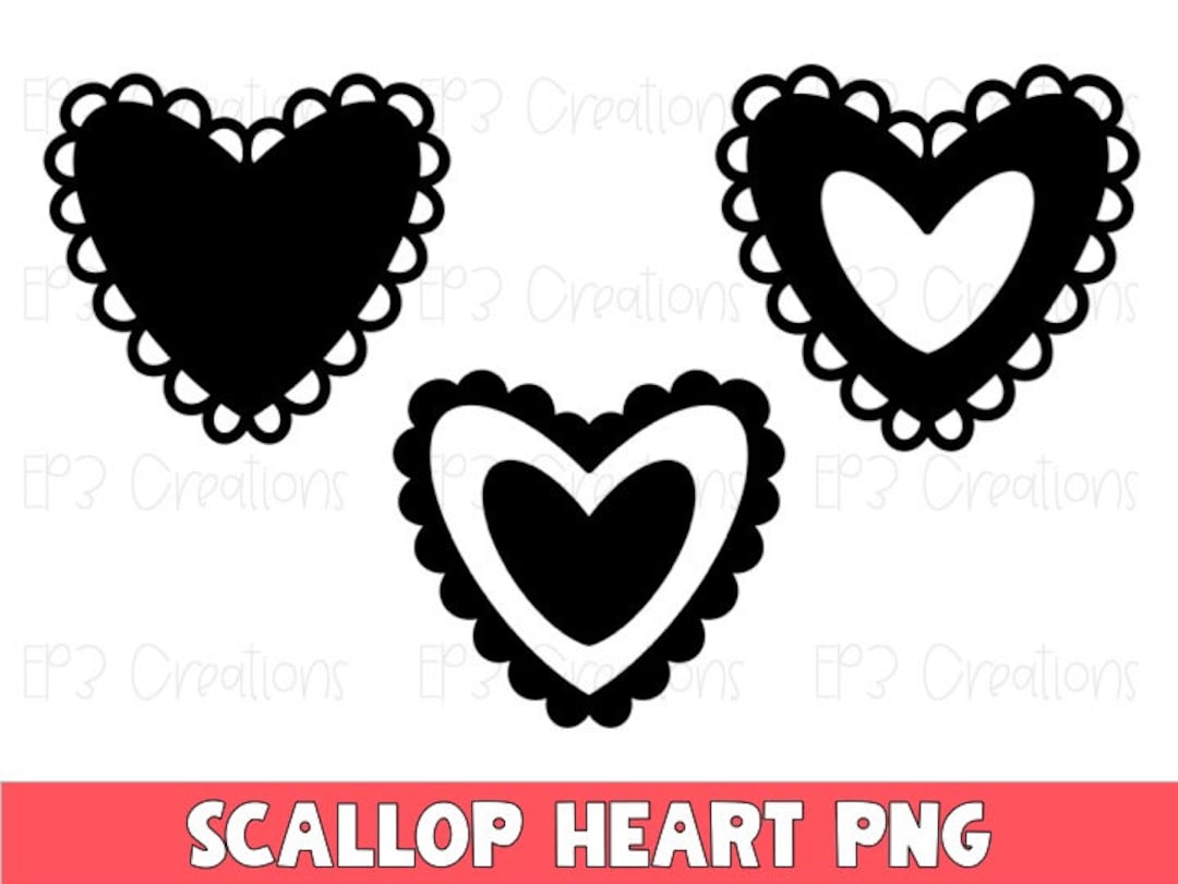 Scallop Heart PNG, Heart PNG, Heart Silhouette, Heart Digital Download ...