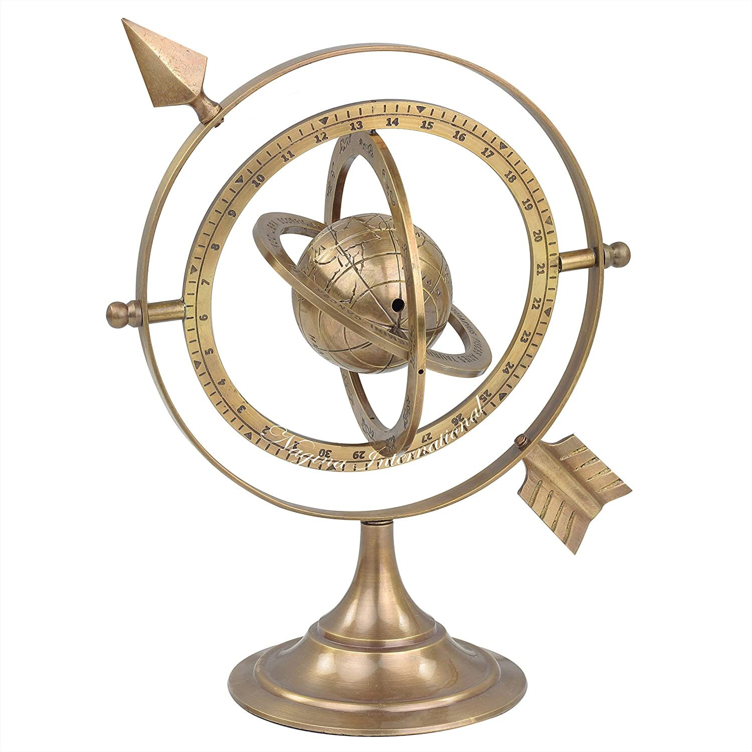 Antique Brass Armillary Sphere With Sundial Arrow Nautical - Etsy