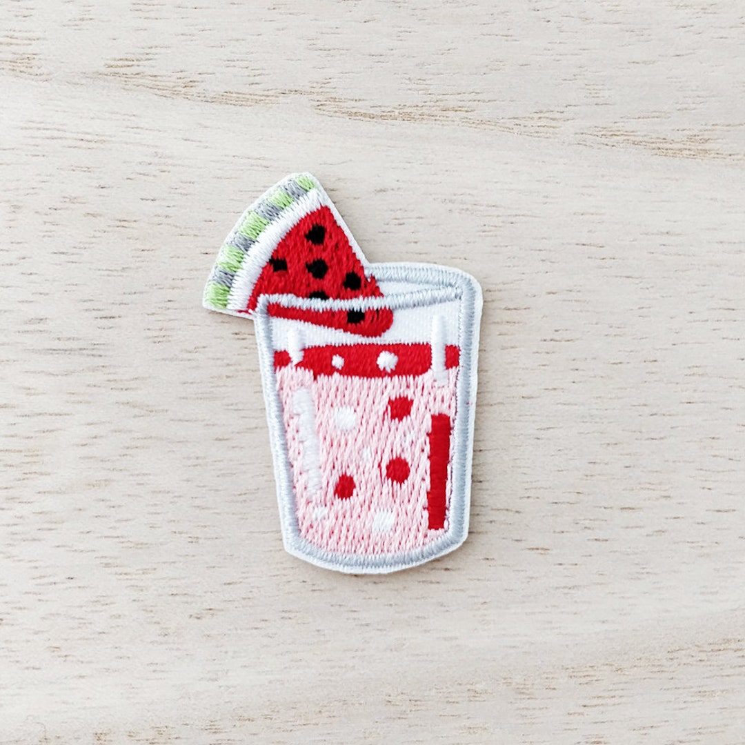 Watermelon Drink Iron on Patch, Embroidery Patch, Cute Kawaii Patch ...