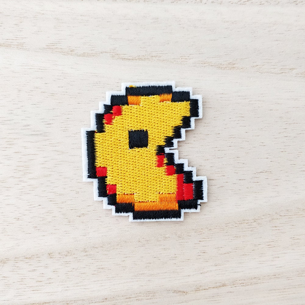 Pixelated Pacman Iron on Patch, Embroidery Patch, Cute Kawaii Patch ...