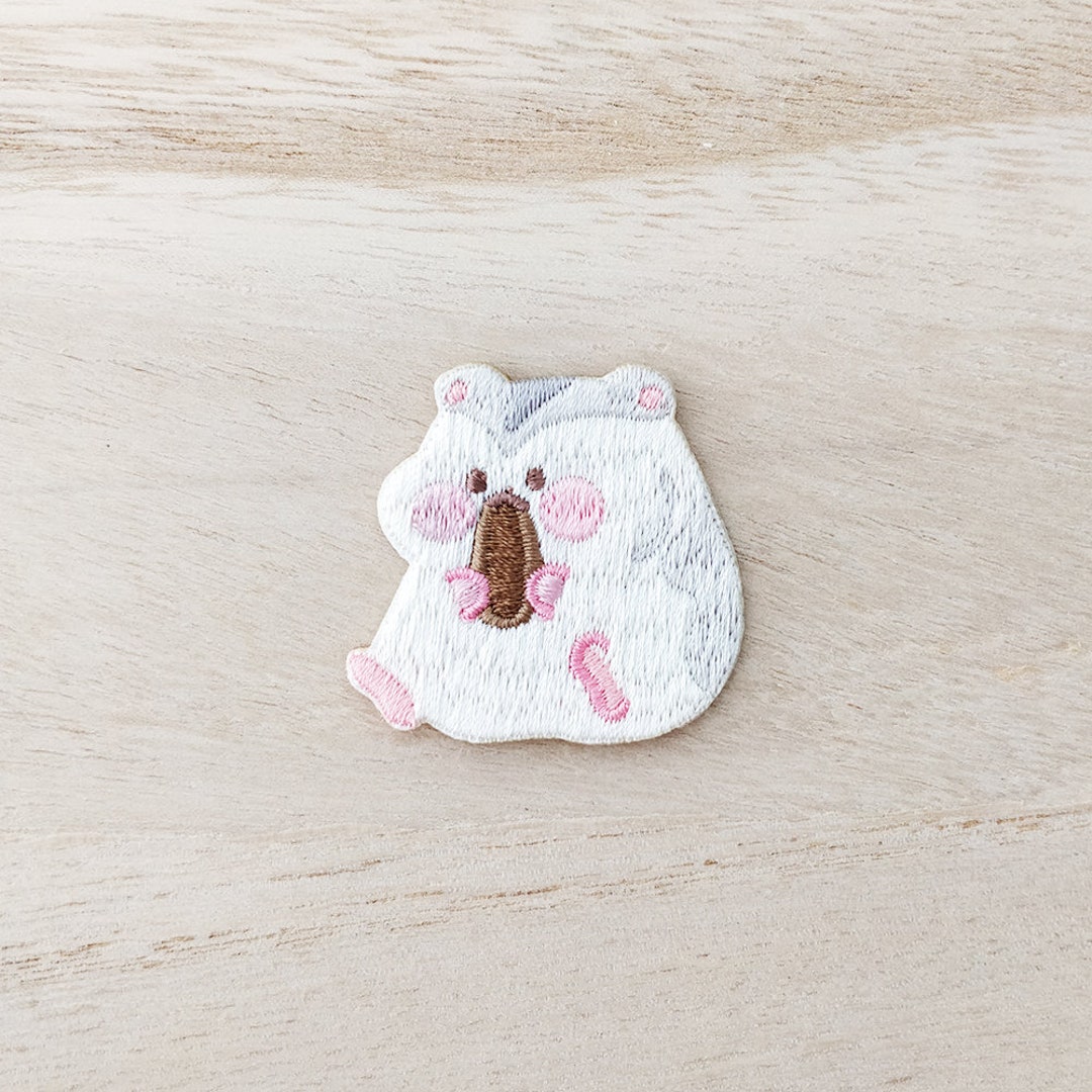Hamster Nibbling Seed Iron on Patch, Embroidery Patch, Cute Kawaii ...
