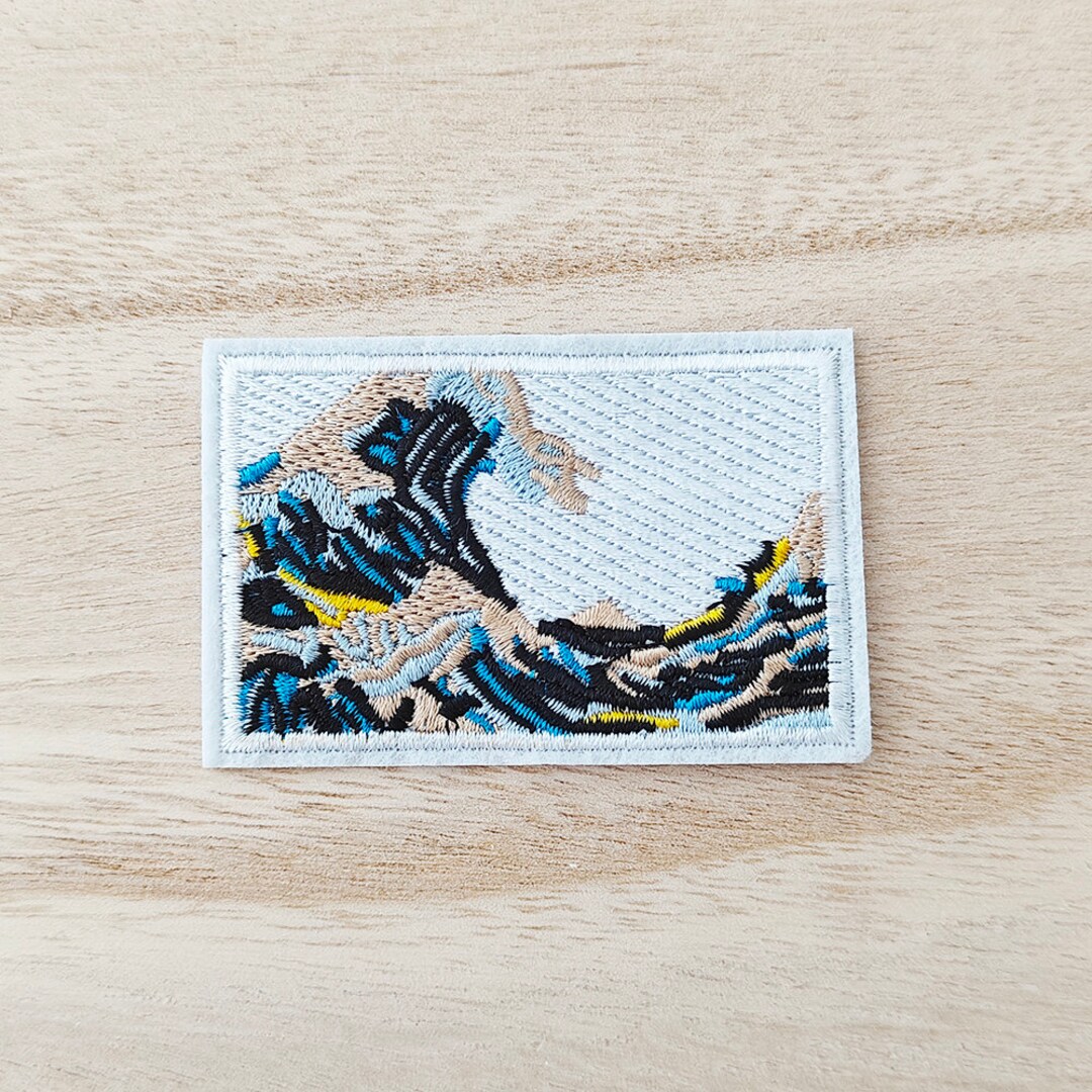 Great Wave Art Iron on Patch, Embroidery Patch, Cute Kawaii Patch, Sew ...