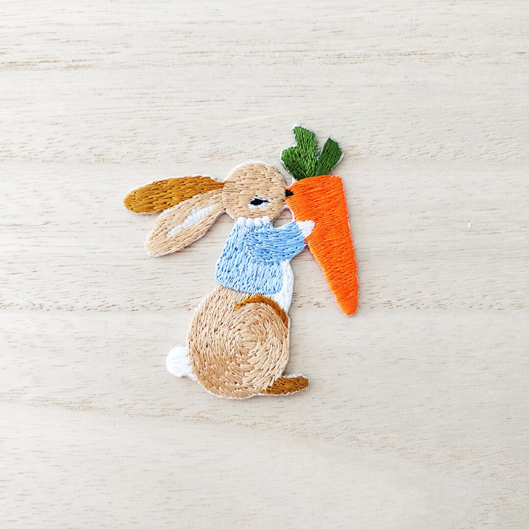 Rabbit and Carrot Iron on Patch, Embroidery Patch, Cute Kawaii Patch ...
