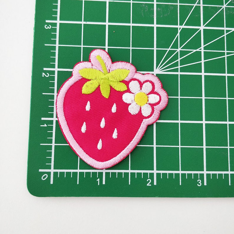 Pink Strawberry With Flower Iron on Patch Embroidery Patch - Etsy