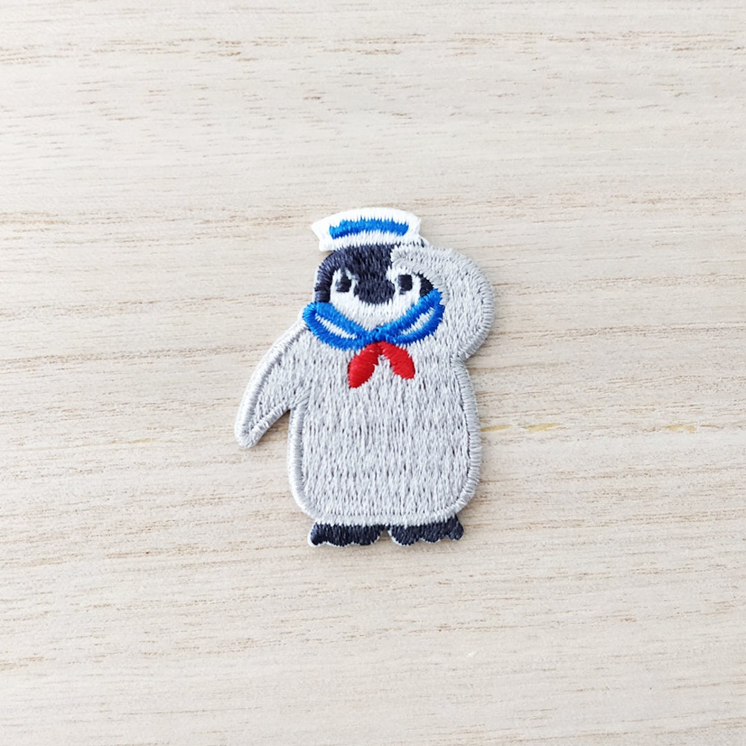 Saluting Sailor Penguin Iron on Patch, Embroidery Patch, Cute Kawaii ...