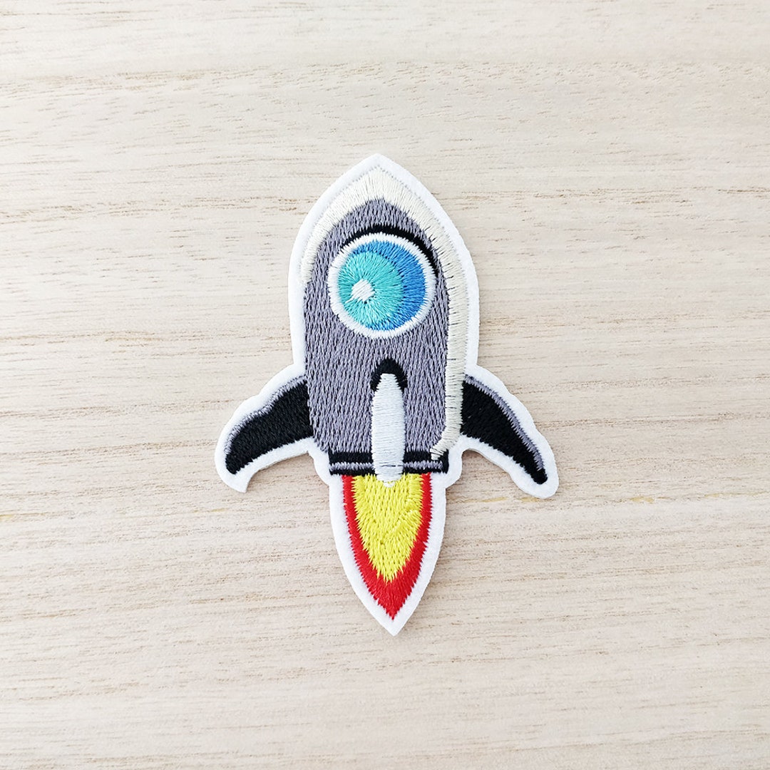 Rocket Spaceship Iron on Patch, Embroidery Patch, Cute Kawaii Patch ...