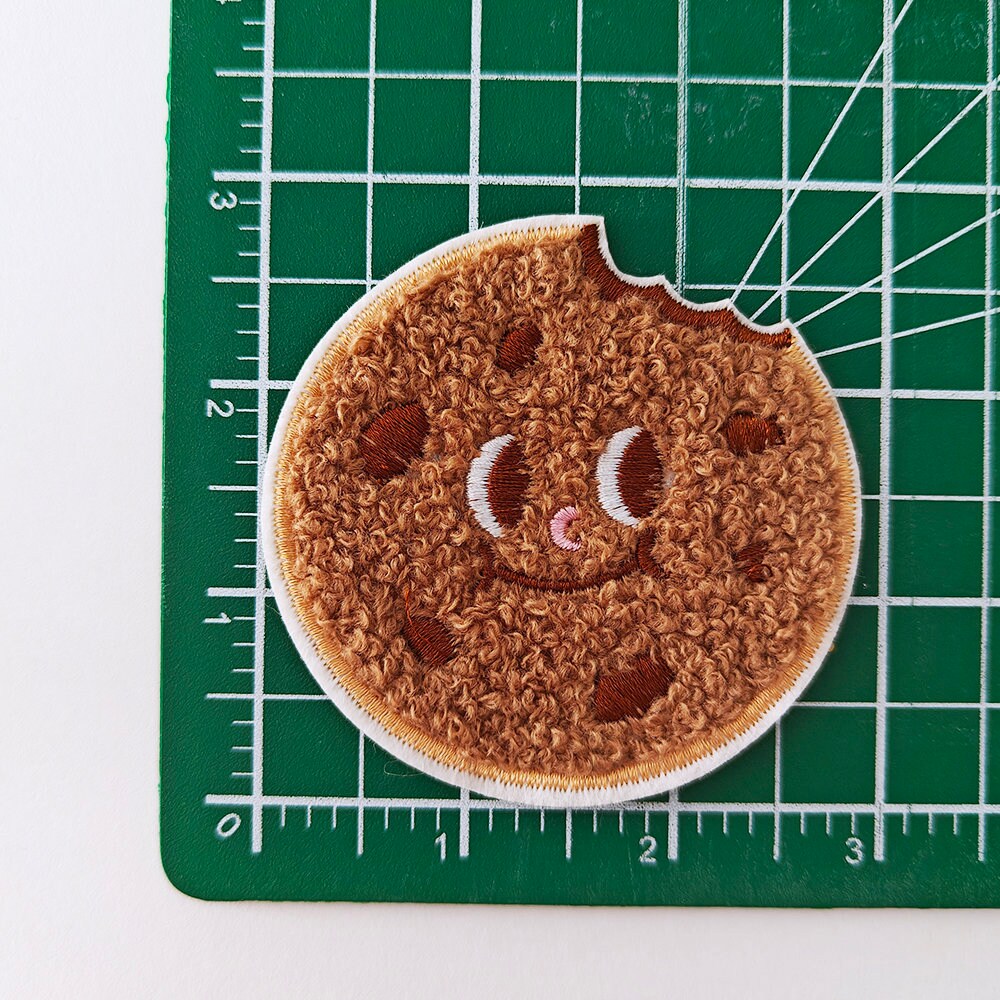 Bitten Smiley Chocolate Chip Cookie Patch Iron on Patch, Embroidery ...
