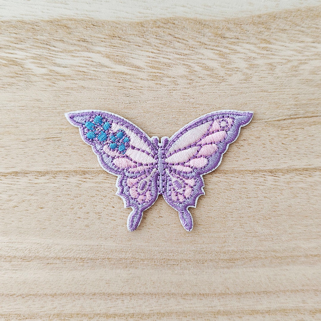 Pink and Purple Butterfly Iron on Patch, Embroidery Patch, Cute Kawaii ...