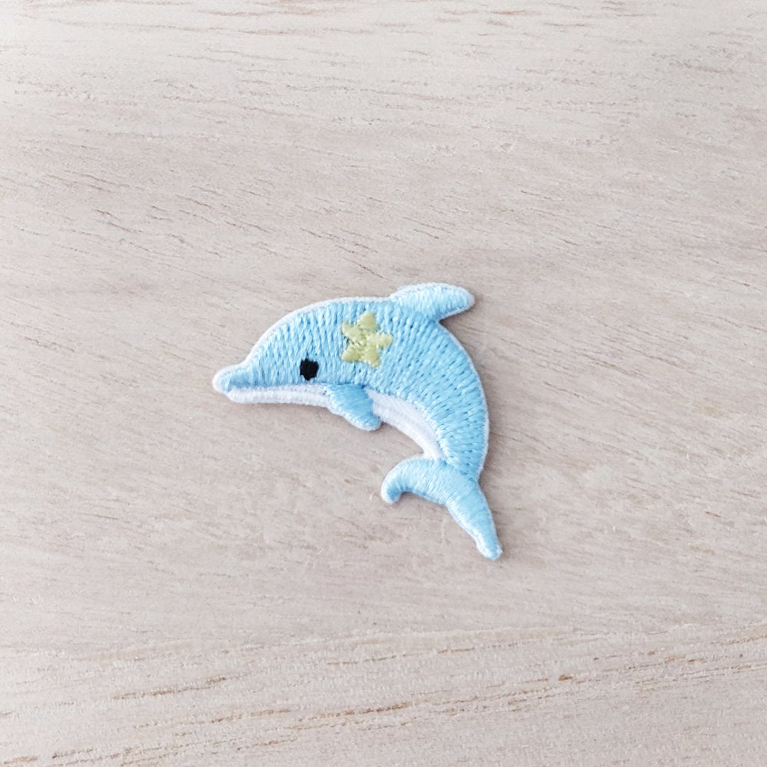 Small Blue Dolphin Iron on Patch, Embroidery Patch, Cute Kawaii Patch ...