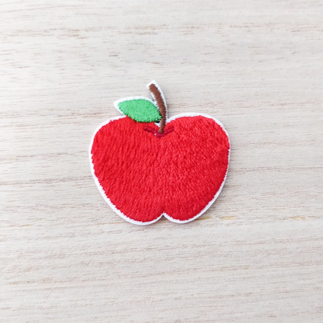 Red Apple Iron on Patch, Embroidery Patch, Cute Kawaii Patch, Sew on ...