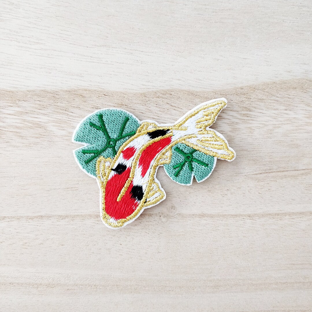 Koi Fish and Lilypads Iron on Patch, Embroidery Patch, Cute Kawaii ...
