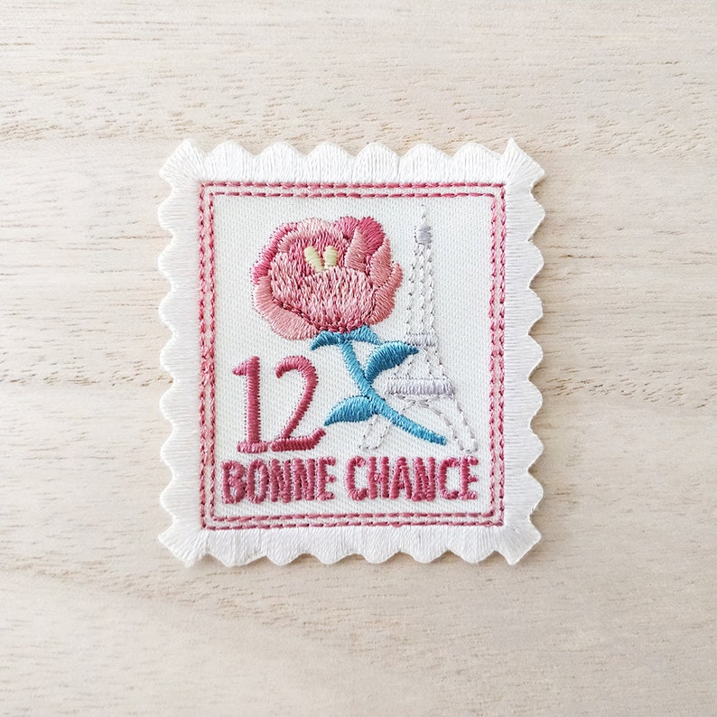 Vintage-style Flower Stamp Iron on Patch, Embroidery Patch, Cute Kawaii ...