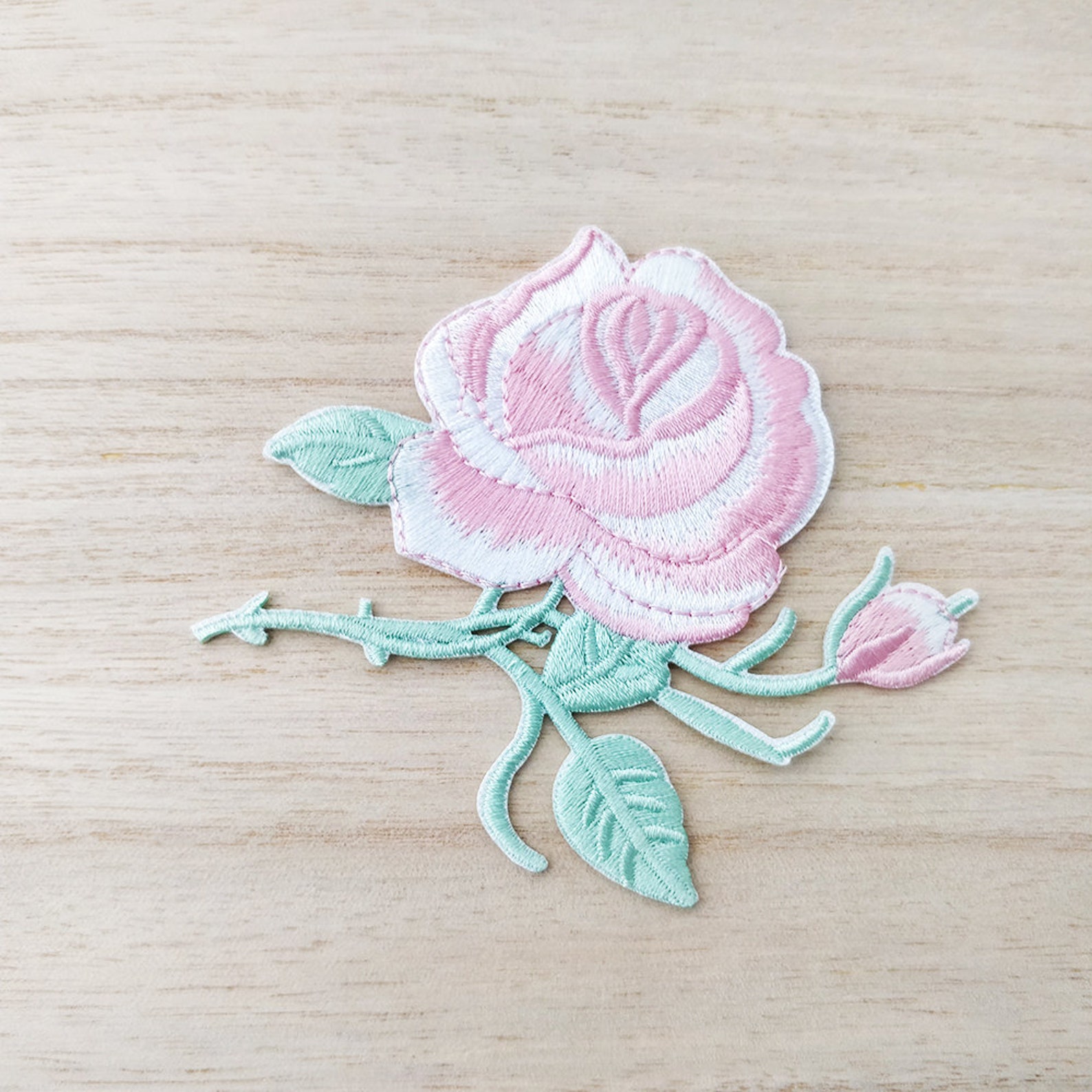 Pretty Pink Rose Iron on Patch, Embroidery Patch, Cute Kawaii Patch ...