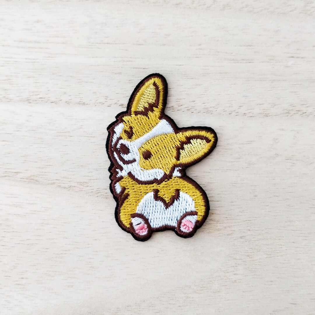 Cute Winking Corgi Dog Iron on Patch, Embroidery Patch, Cute Kawaii Patch, Sew on Patch, Craft ...