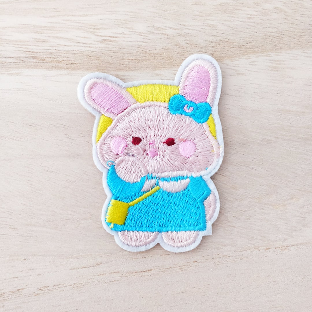 Cute Bunny in a Blue Dress Iron On Patch, Embroidery Patch, Cute Kawaii ...