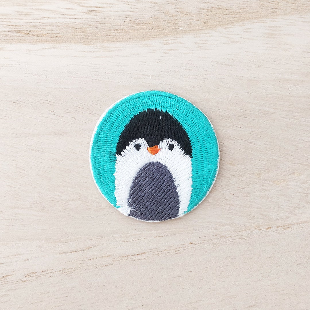 Round Penguin Iron on Patch, Embroidery Patch, Cute Kawaii Patch, Sew ...