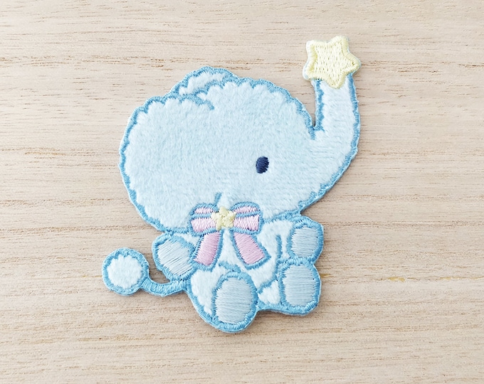 Blue Baby Elephant With Star Iron on Patch, Embroidery Patch, Cute ...