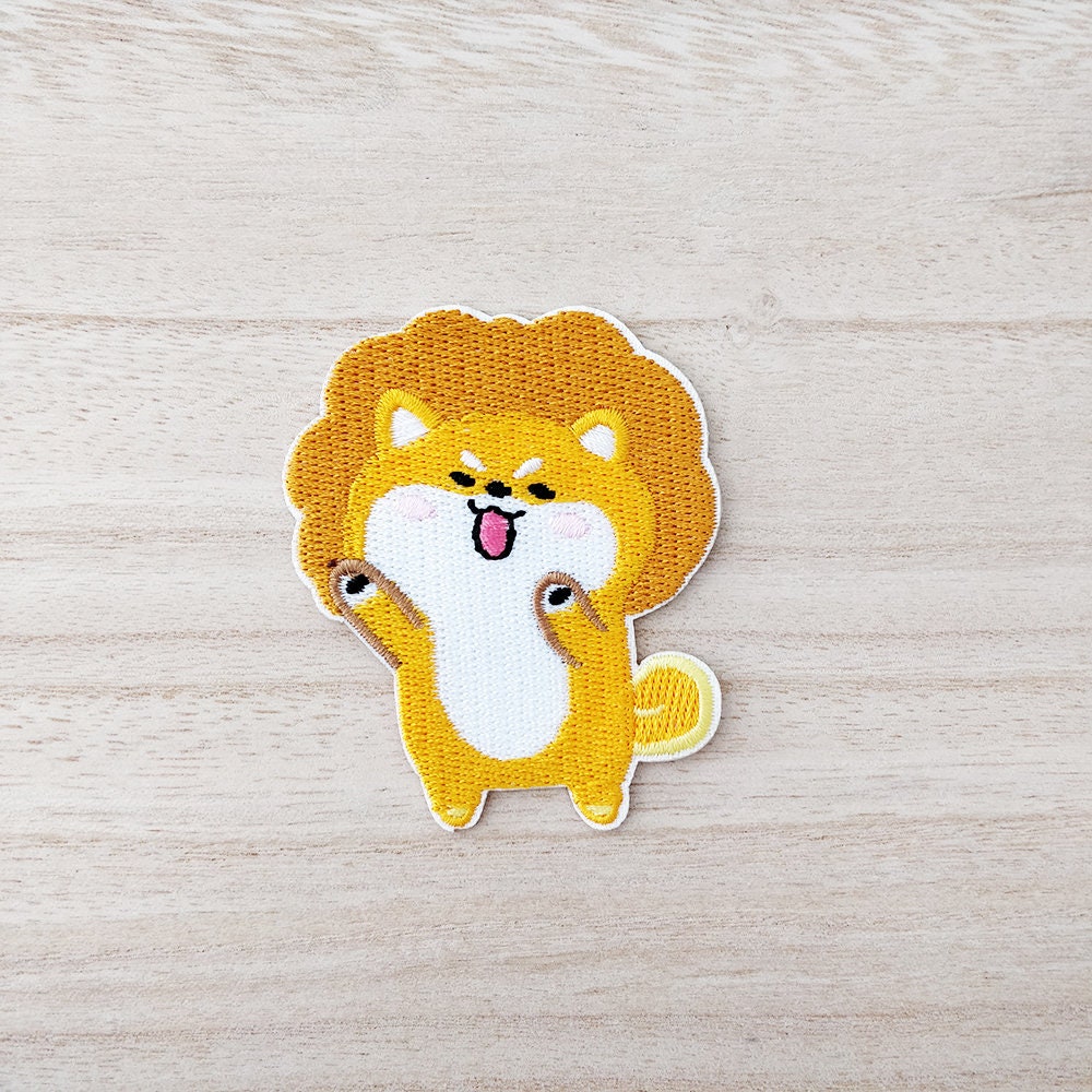 Shiba Inu Dog With Afro Iron on Patch, Embroidery Patch, Cute Kawaii ...