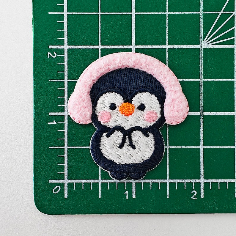 Cute Penguin With Fluffy Earmuffs Iron on Patch, Embroidery Patch, Cute ...