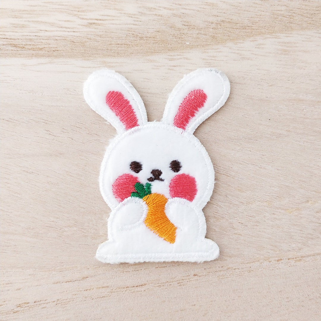 Cute Bunny and Carrot Iron on Patch, Embroidery Patch, Cute Kawaii ...