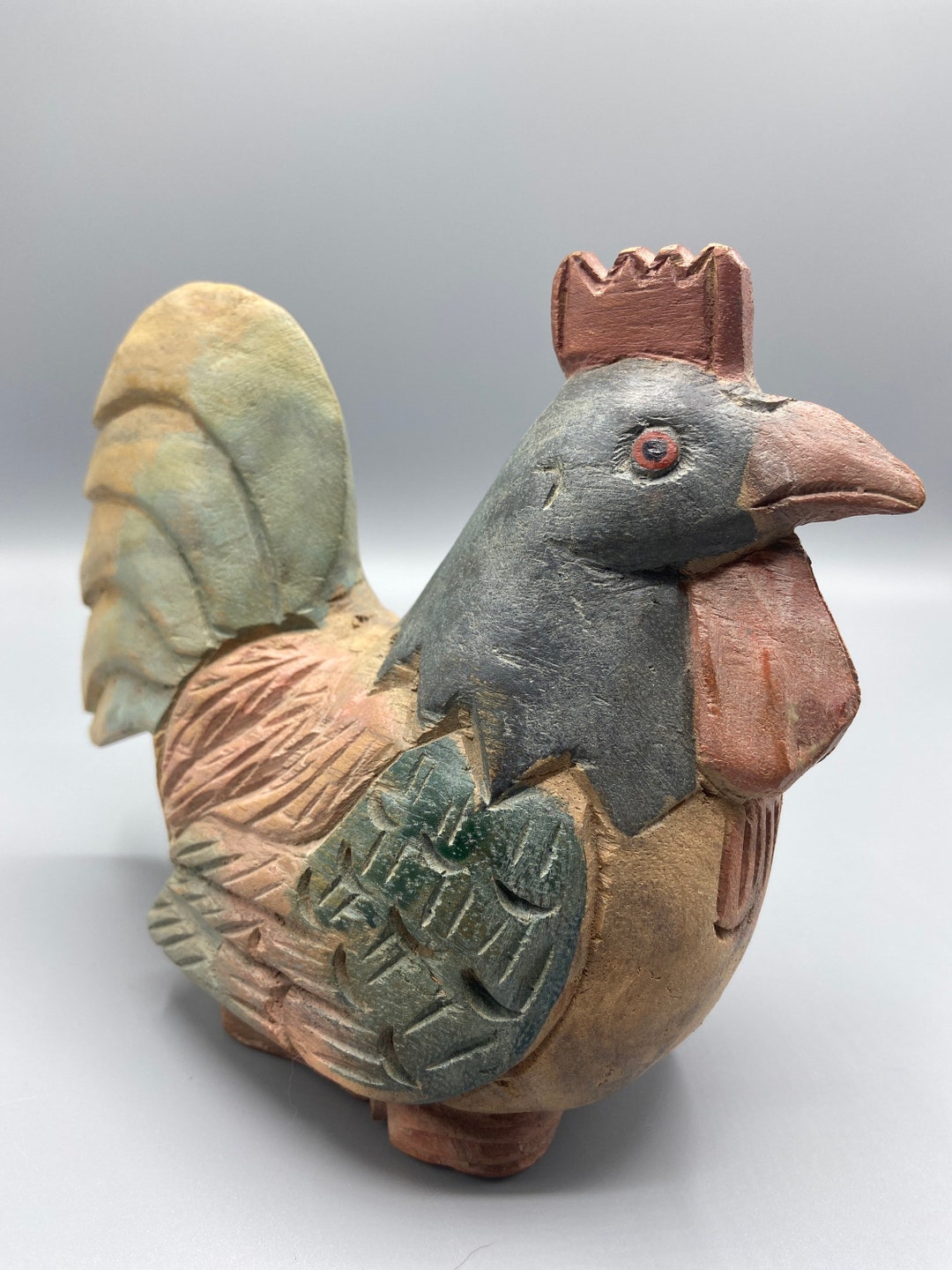 Wooden Carved Rooster - Etsy