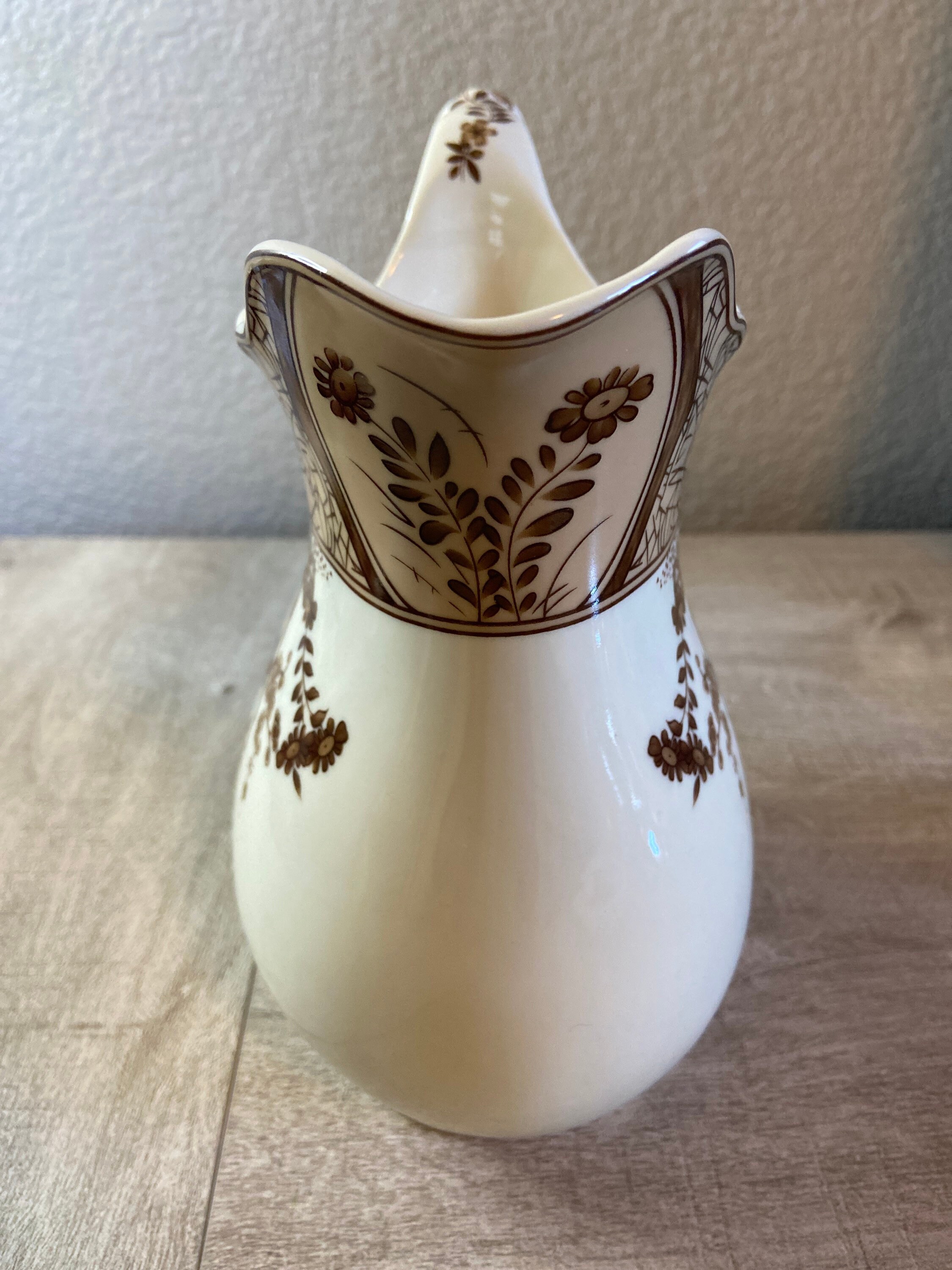 Vintage I Godinger & Co. Cream and Brown Ceramic Floral | Etsy