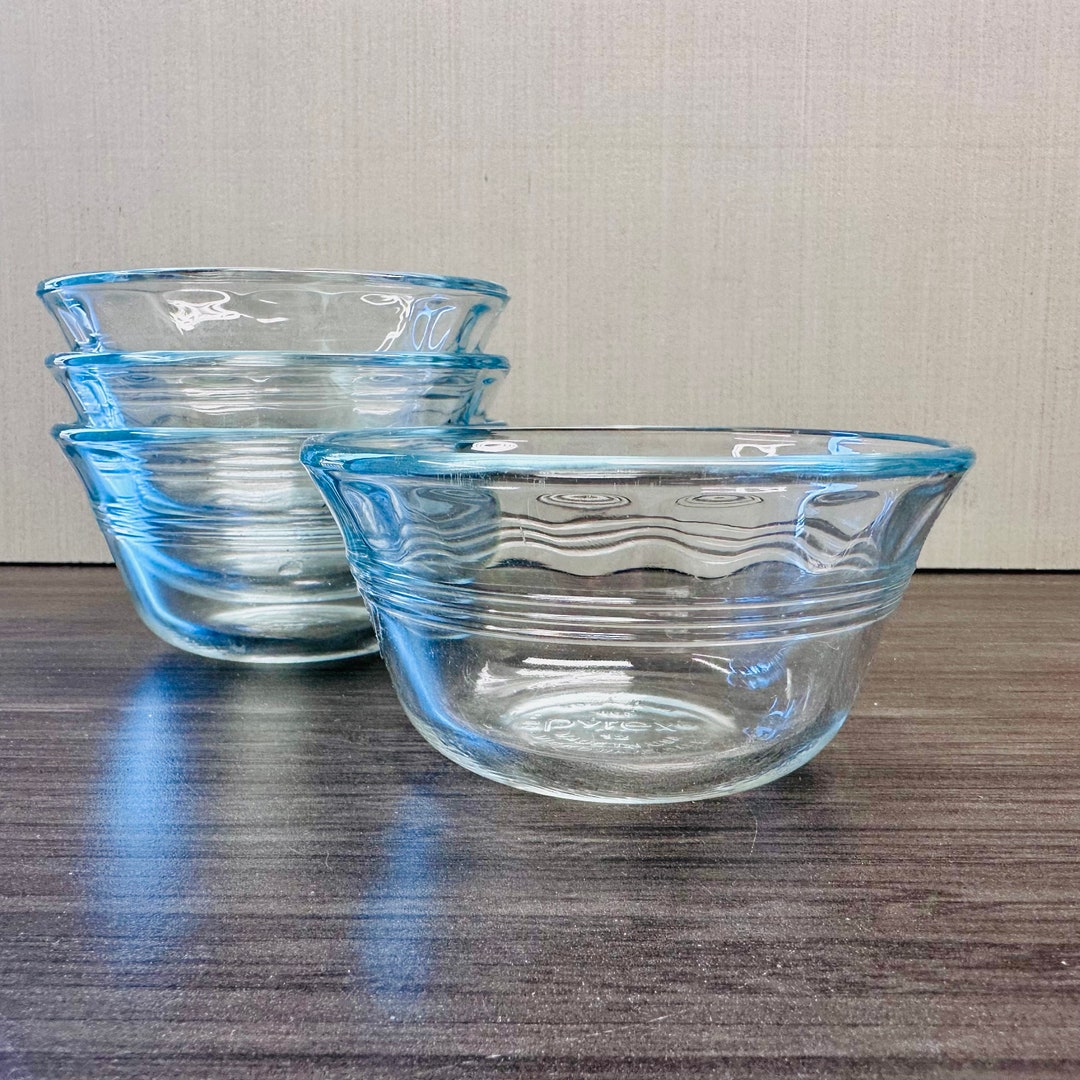 Four Vintage Pyrex Clear Glass Custard Cups Dessert Cups 6 Oz Number ...