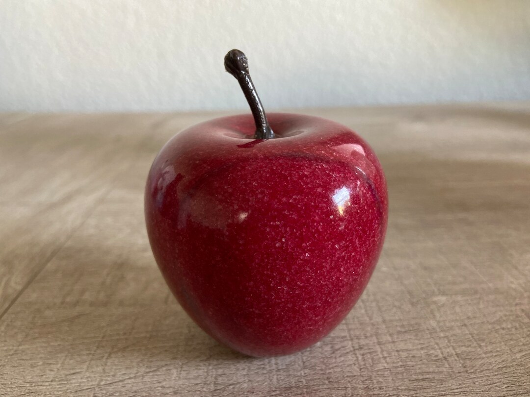 Vintage Red Stone Apple With Stem Paperweight - Etsy
