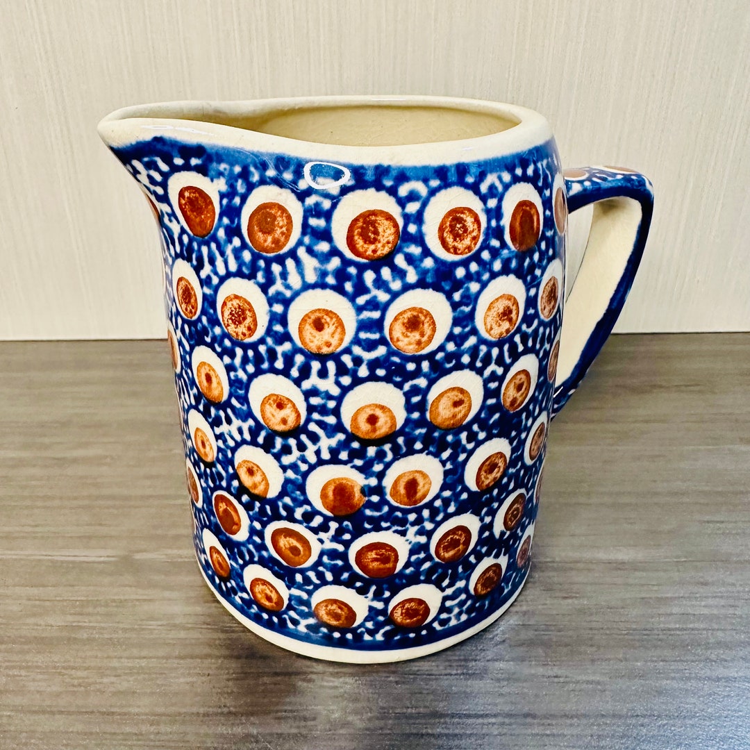 Vintage Bolesaewiec Polish Pottery Stoneware Small Pitcher Large ...