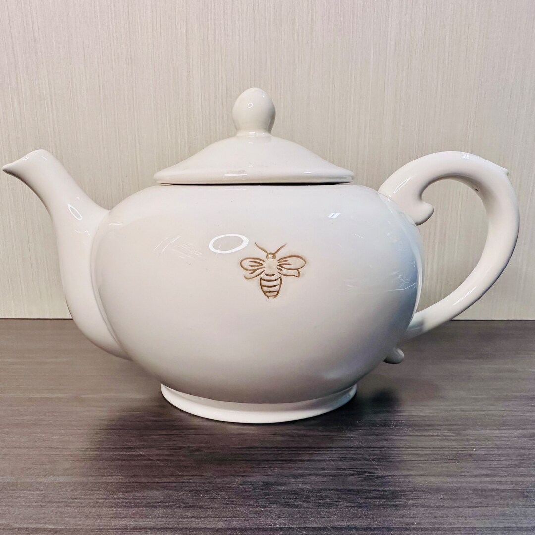 Retired Pottery Barn Bee Embossed Ceramic Teapot - Etsy
