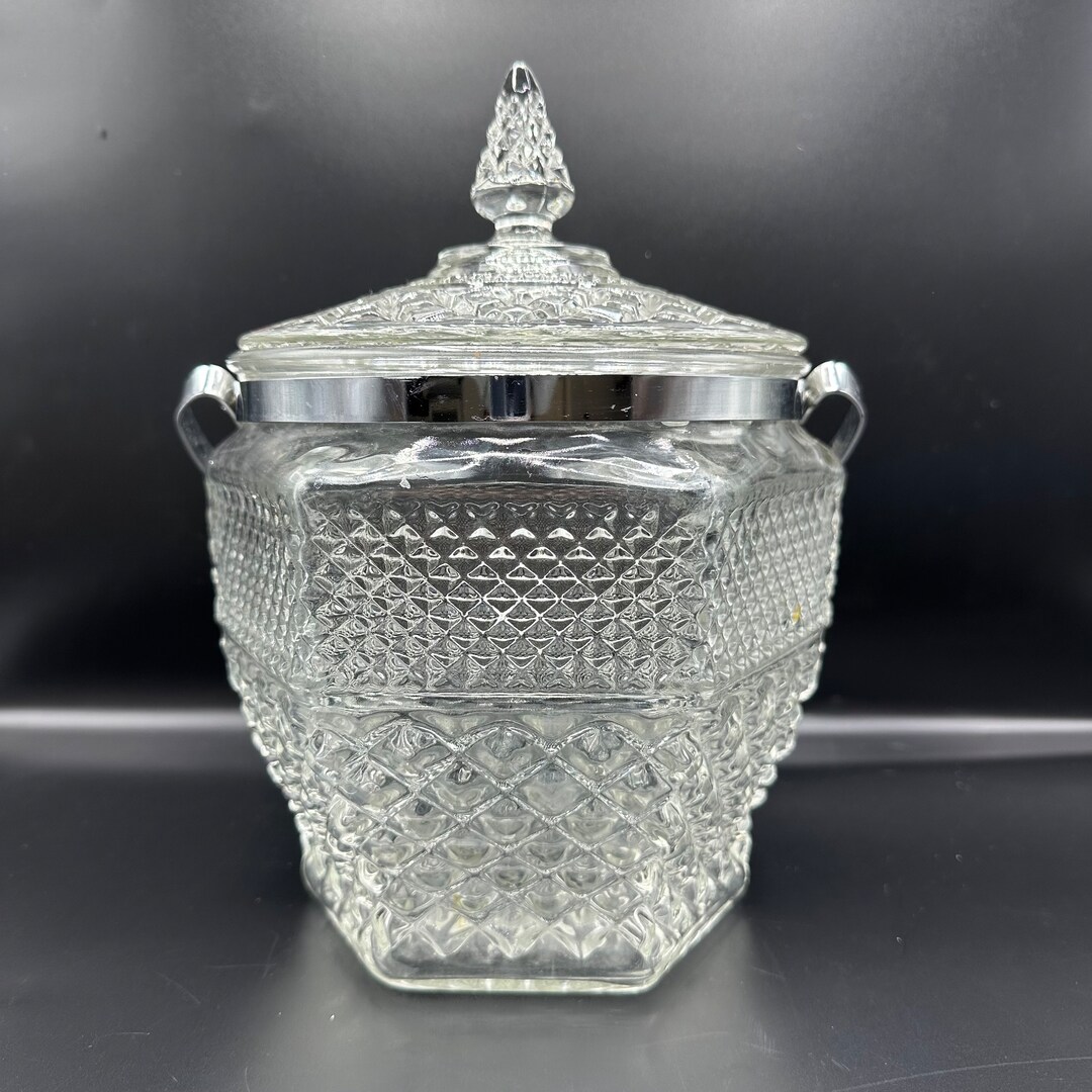 Vintage Diamond Cut Glass Ice Bucket Barware - Etsy