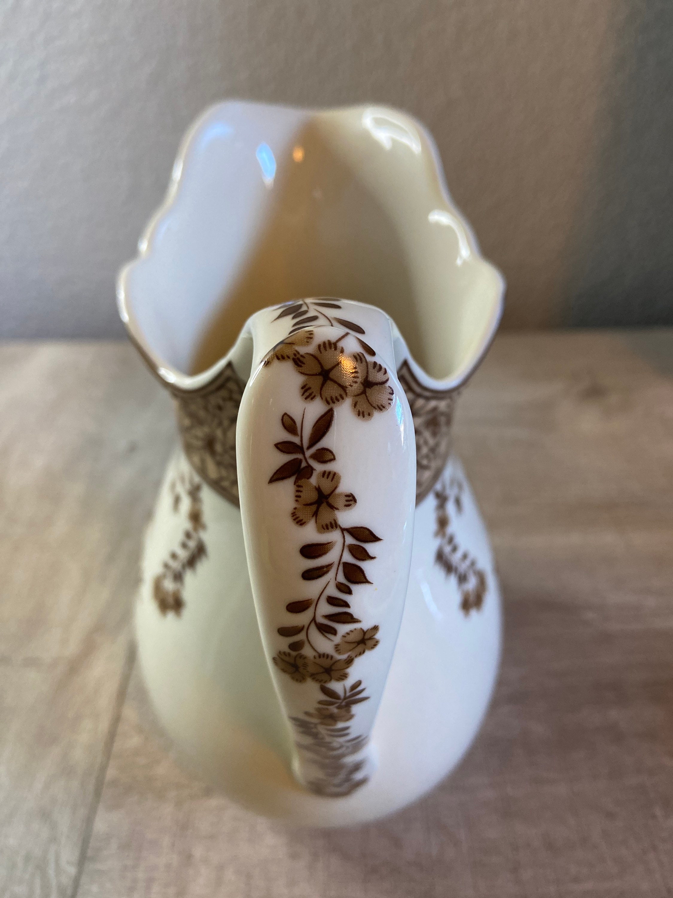 Vintage I Godinger & Co. Cream and Brown Ceramic Floral | Etsy