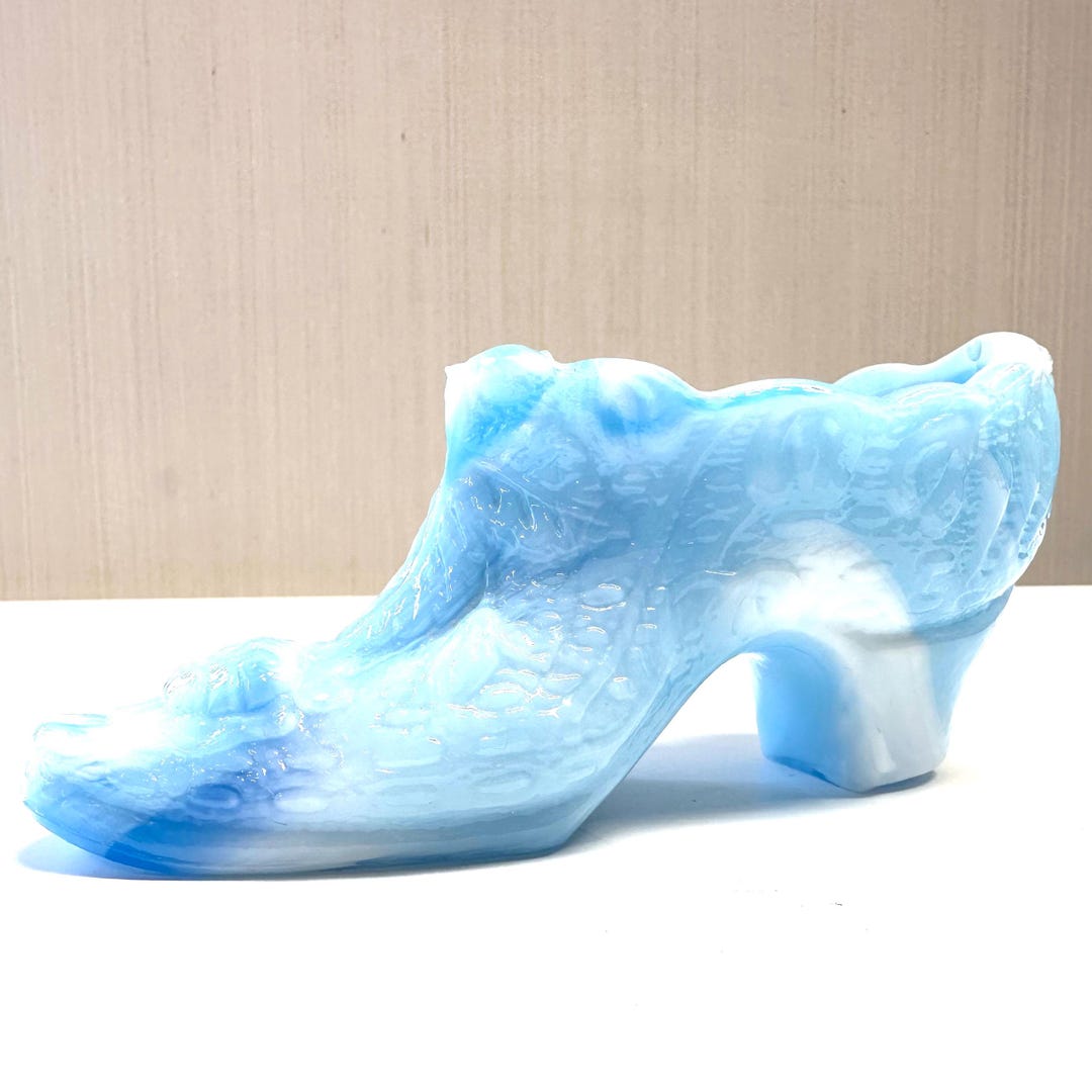 Vintage Blue White Slag Glass Shoe Collectable Glass - Etsy