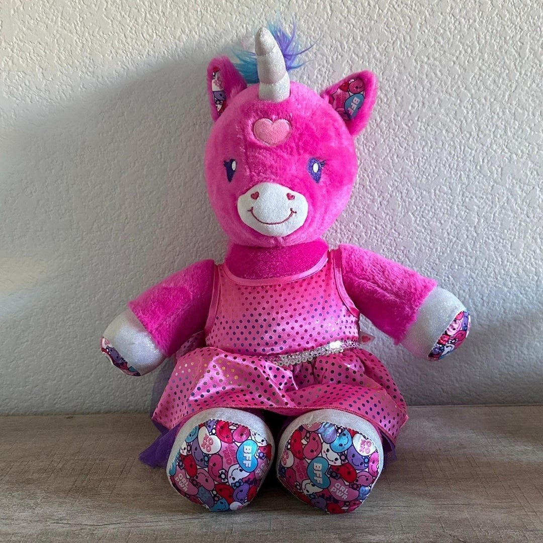 Unicorn Build A Bear Workshop Hot Pink Candy Hearts BFF Girl Power ...