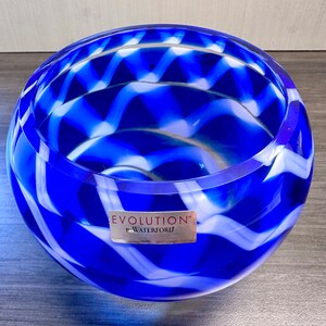 Vintage Evolution by Waterford Cobalt Blue and White Swirl Glass Bowl ...