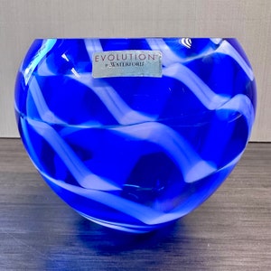 Vintage Evolution by Waterford Cobalt Blue and White Swirl Glass Bowl ...