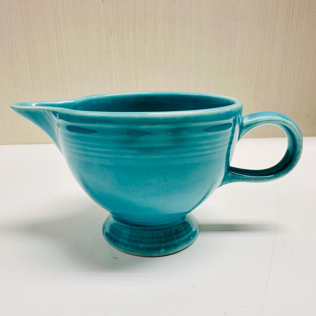 Vintage Fiesta Creamer Turquoise Blue Ring Handle Art Deco Fiestaware ...