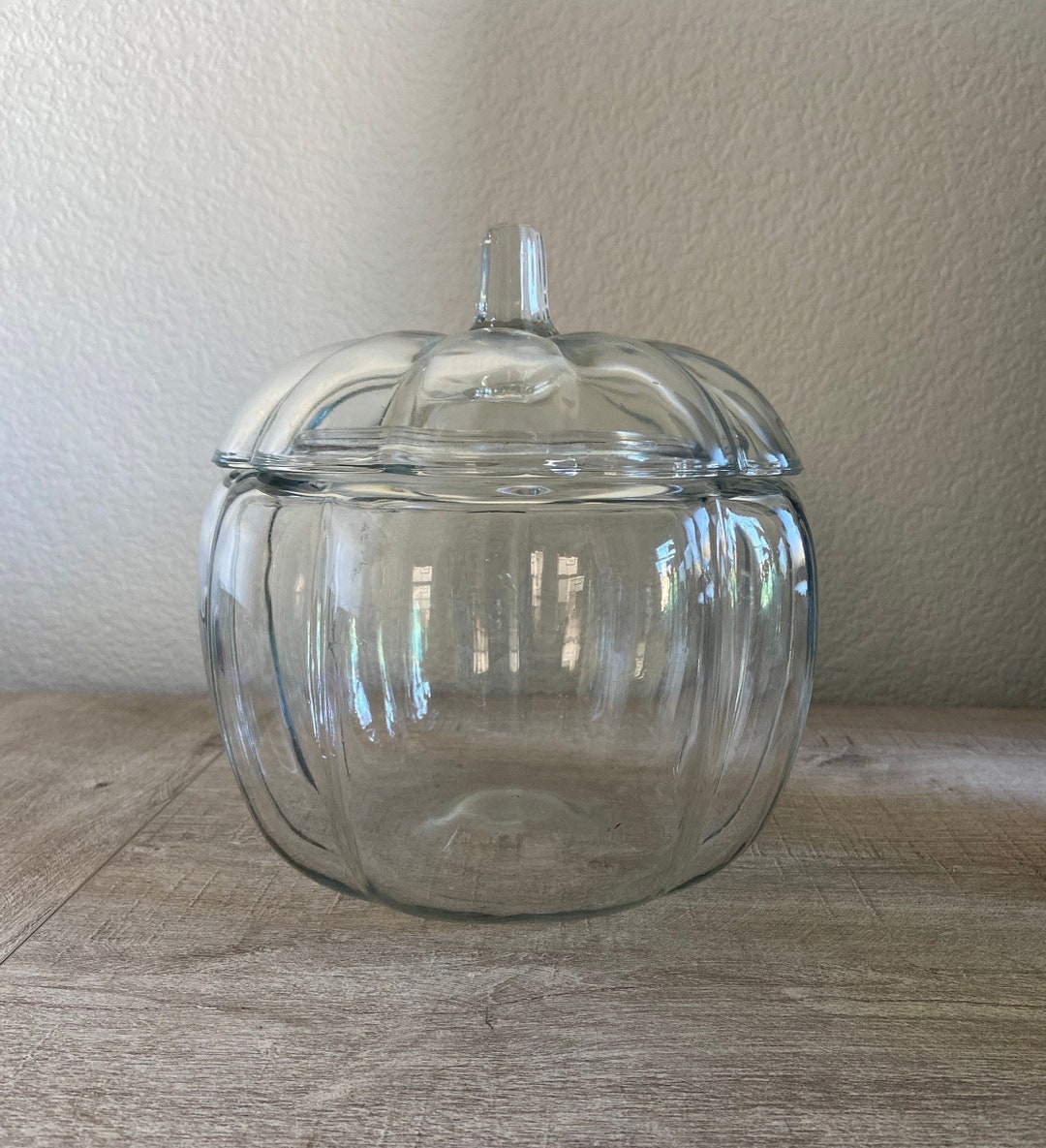 Clear Glass Pumpkin Bowl With Lid Cookie Jar Candy Jar Fall Decor ...